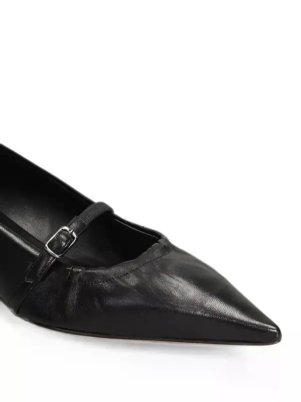 THE SELLER Buckle-strap Pointed-toe Leather Pumps