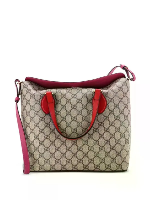 Gucci Gg Coated Canvas Medium Satchel Tote - Brown