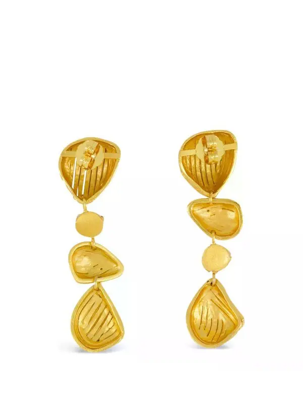 FENOMENA Emerald Shell Earrings - Gold