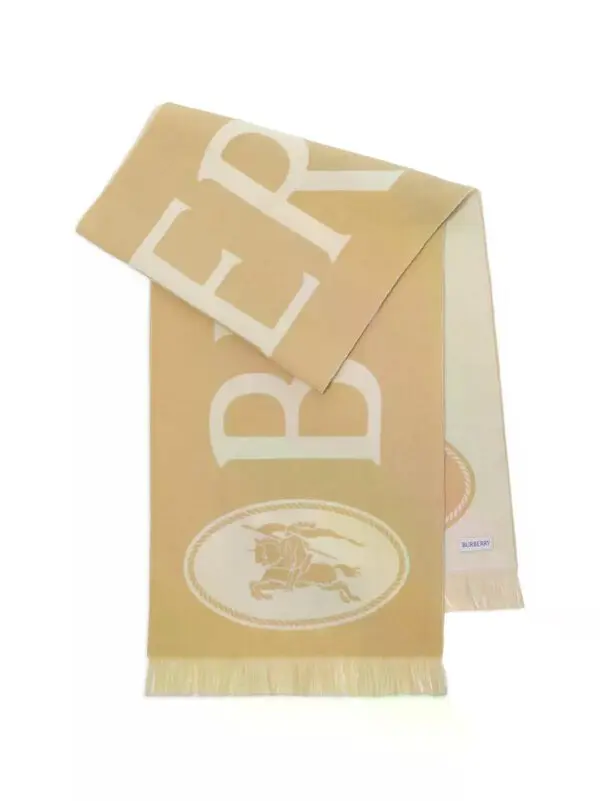 Burberry Logo Wool Scarf - Neutrals