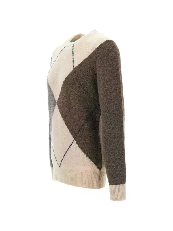 KANGRA Argyle-knit Crew-neck Sweater
