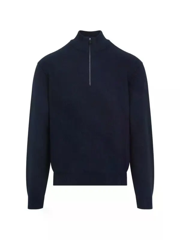 Ralph Lauren Purple Label Half-zip Waffle-knit Sweater