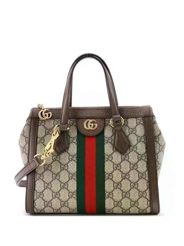 Gucci Ophidia Top Handle Gg Coated Canvas Small Tote Bag - Brown