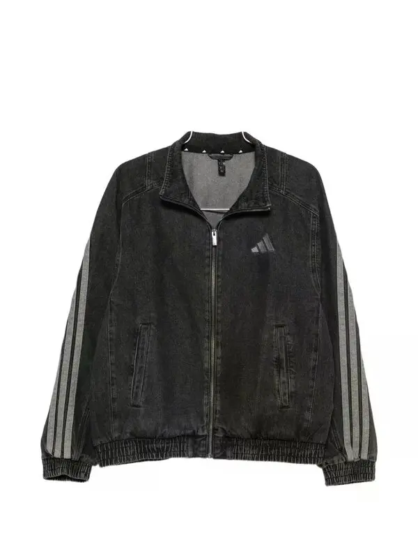 Adidas Logo-embroidered Zip-up Denim Jacket