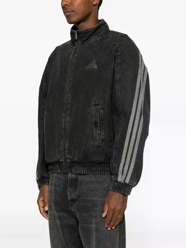 Adidas Embroidered Logo Zip-up Denim Jacket