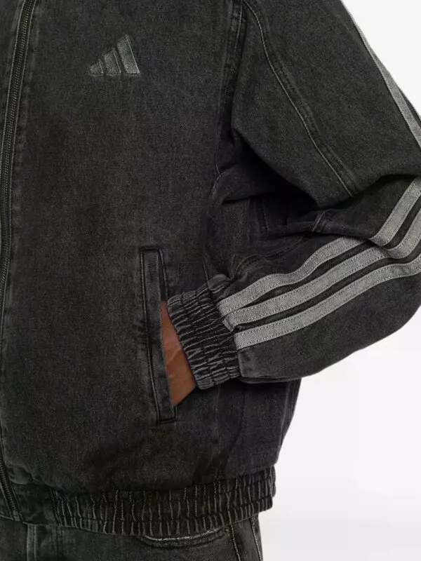 Adidas Embroidered Logo Zip-up Denim Jacket