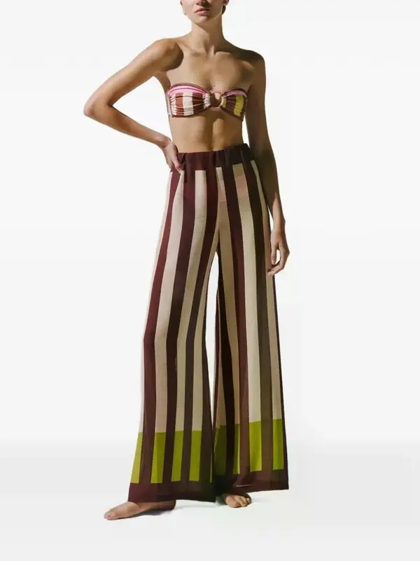 BAOBAB Striped Sheer Palazzo Pants - Brown