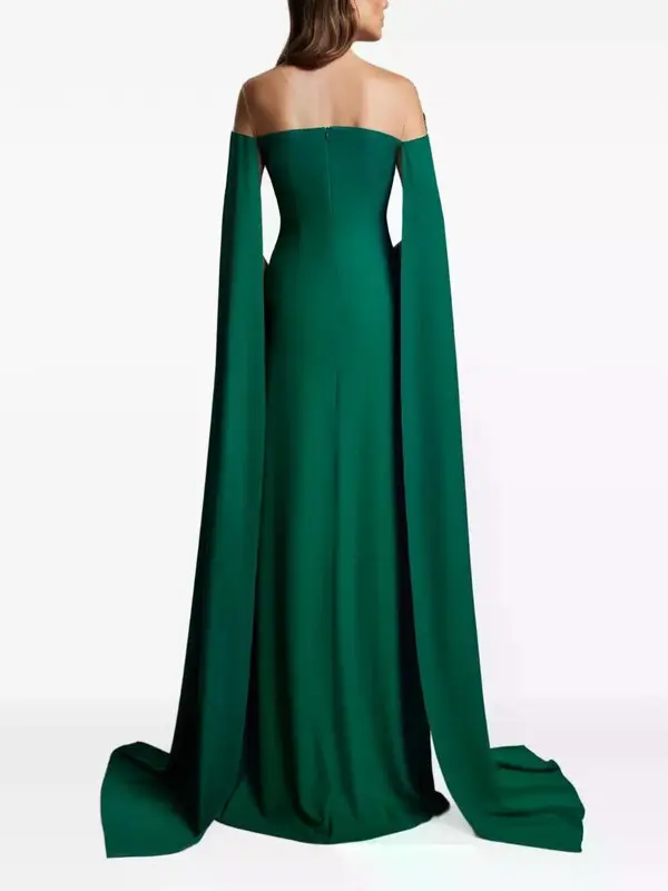 CRISTALLINI Bel Air Bead-embellished Cape-sleeve Maxi Dress