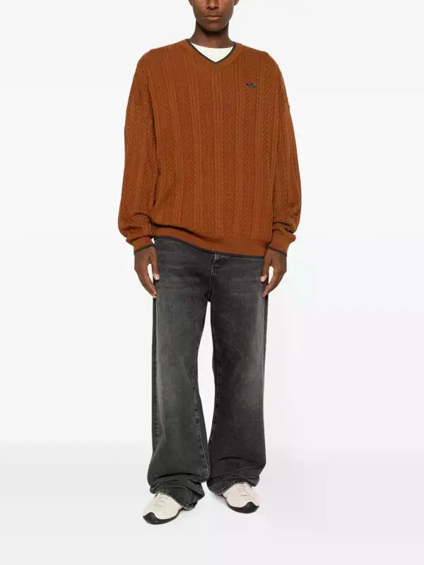 Adidas Cable-knit V-neck Sweater
