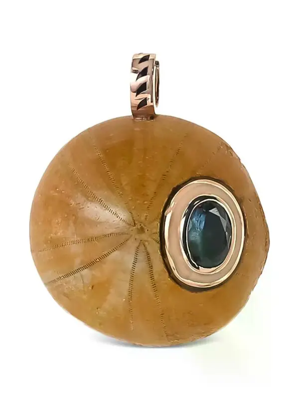 DEZSO Fossilized Sand-dollar Aquamarine Pendant - Pink