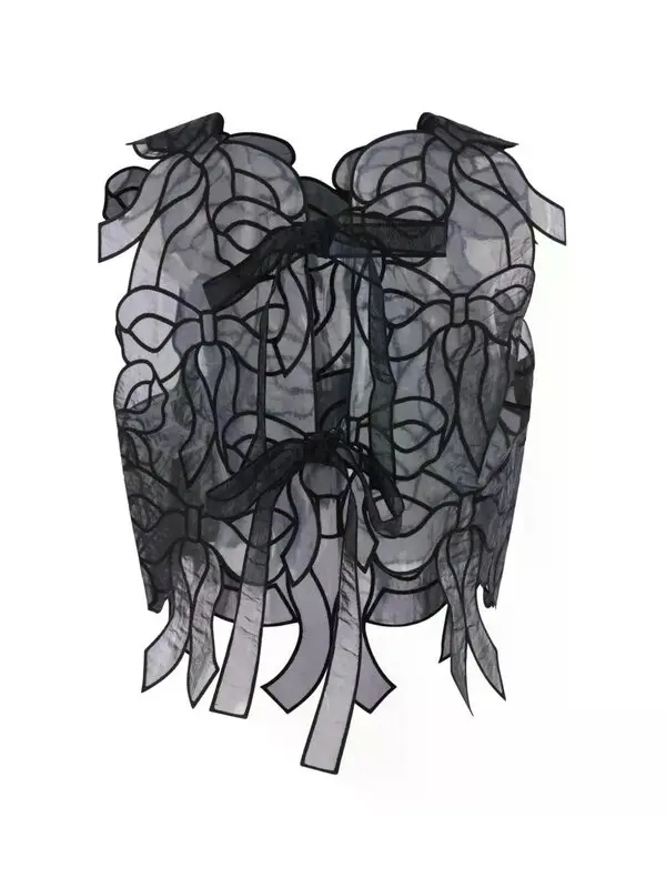 Cecilie Bahnsen Bow-embroidered Organza Top