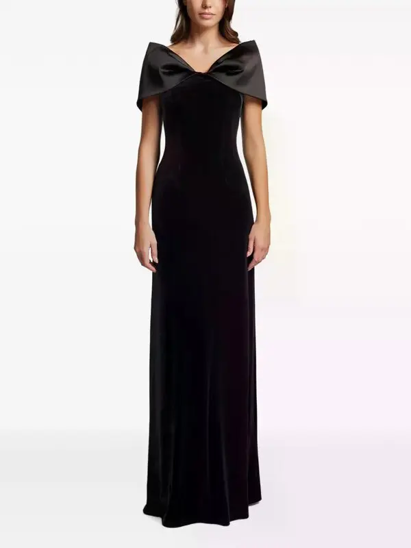 CRISTALLINI Bow-detail Velvet Dress