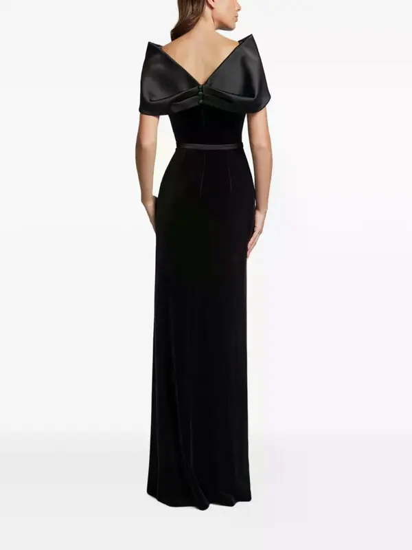 CRISTALLINI Bow-detail Velvet Maxi Gown - Black