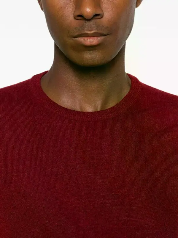 Fedeli Burgundy Knitted Crew Neck Sweater