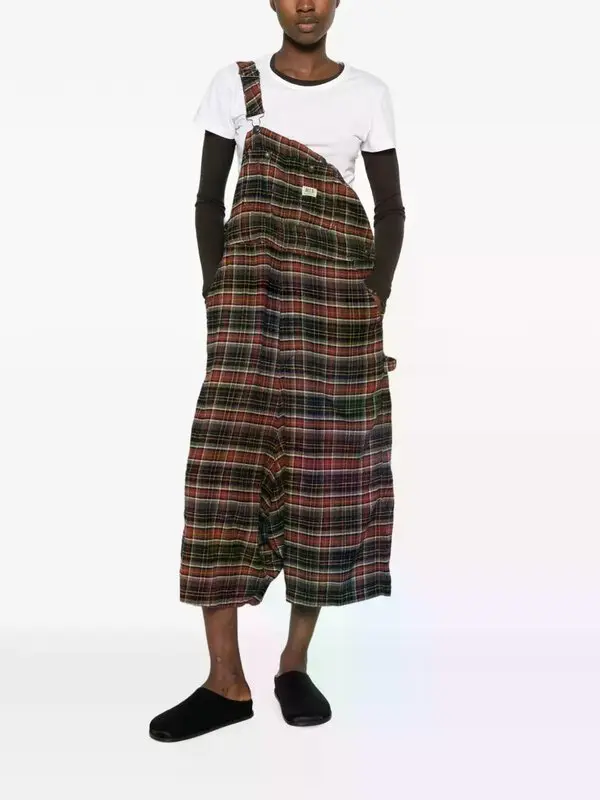 R13 Plaid-print Jumpsuit - Brown