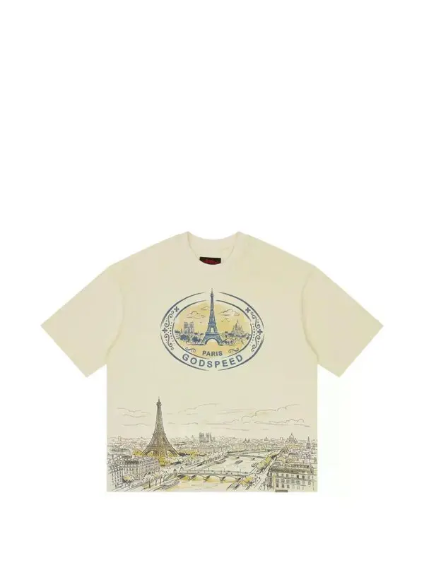 GODSPEED Paris Skyline Graphic-print T-shirt - Neutrals
