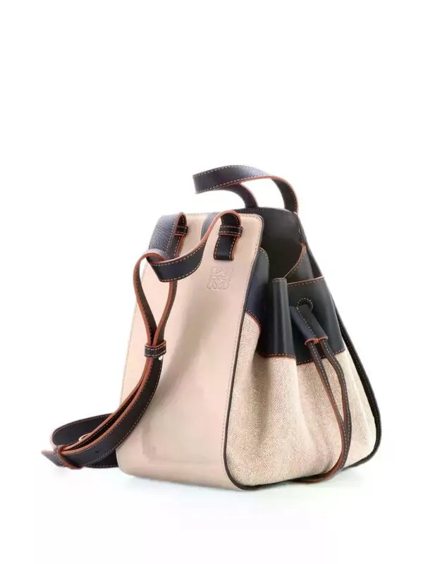 Loewe Hammock Bag Leather And Canvas Small Shoulder Bag - Neutrals