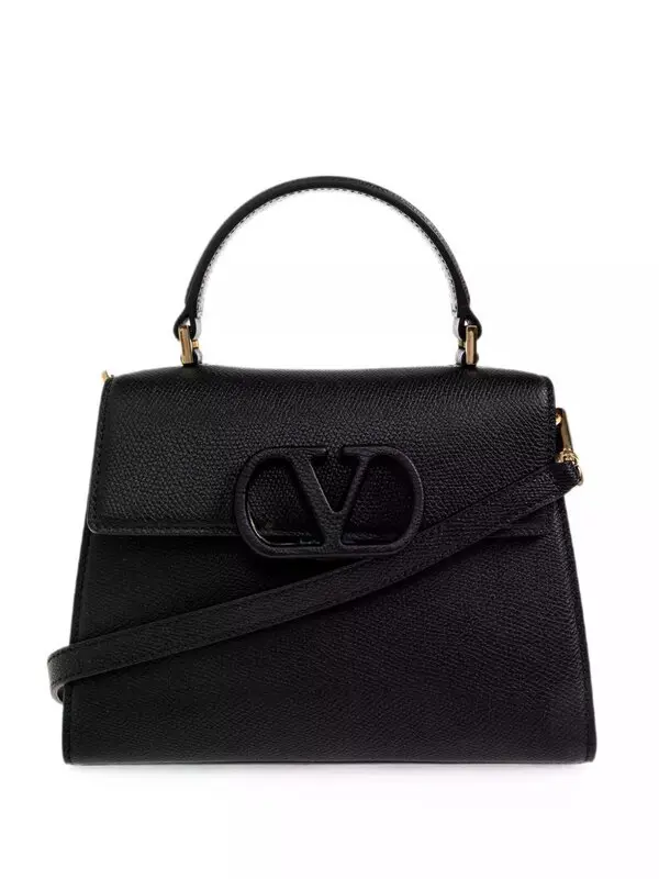 Valentino Garavani Vlogo Signature Leather Tote Bag - Black