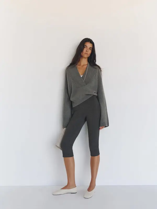REFORMATION Jill Cropped Knit Pant Heather