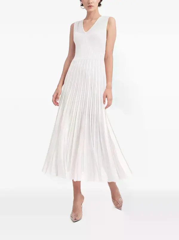 GEMY MAALOUF Heart-shape Pleated Midi Dress - White