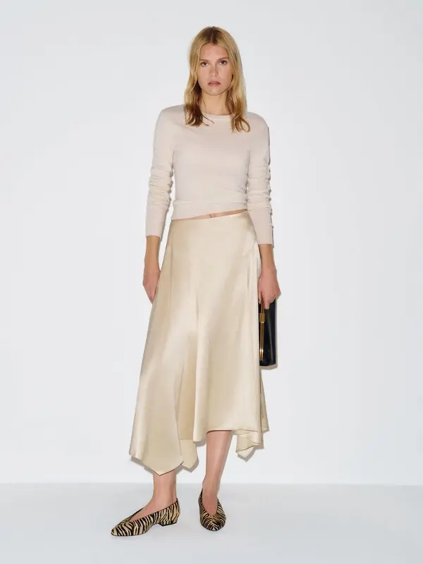 REFORMATION Mccall Silk Skirt - Ivory