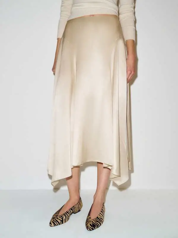 REFORMATION Mccall Silk Skirt - Ivory