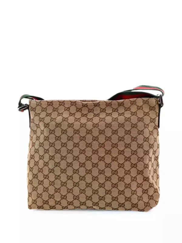 Gucci Front Pocket Web Messenger Gg Canvas Medium Crossbody Bag