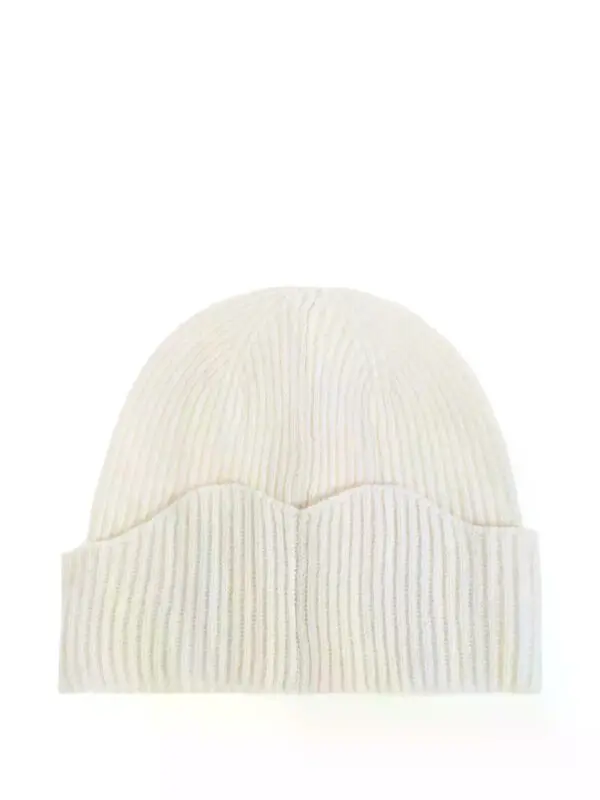 Moschino Intarsia Ribbed Knit Beanie - Neutrals