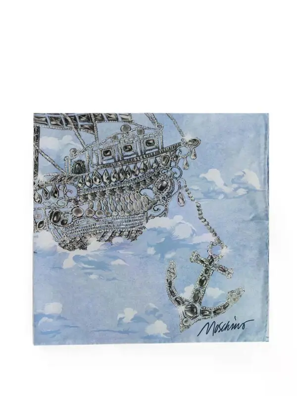 Moschino Graphic-print Silk Scarf - Blue