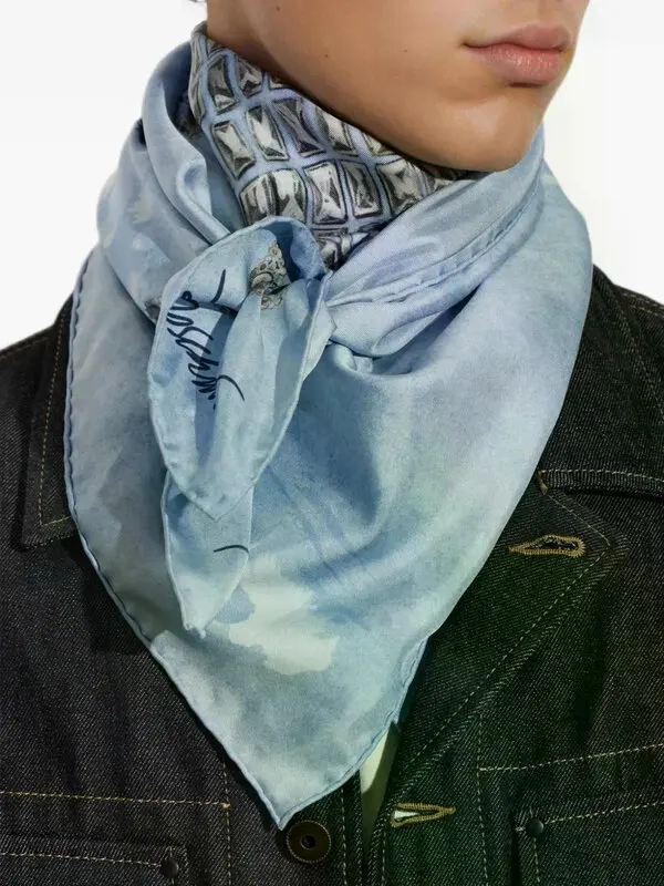 Moschino Graphic-print Silk Scarf - Blue
