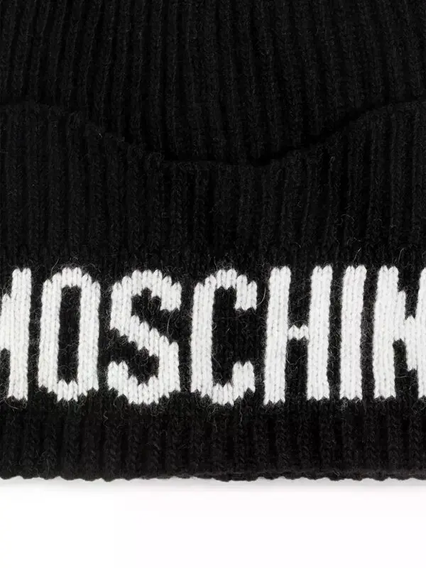 Moschino Logo-intarsia Ribbed Beanie Hat