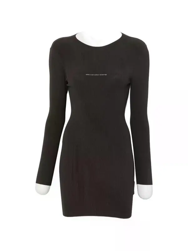 Alexander Wang Logo-print Ribbed-knit Mini Dress