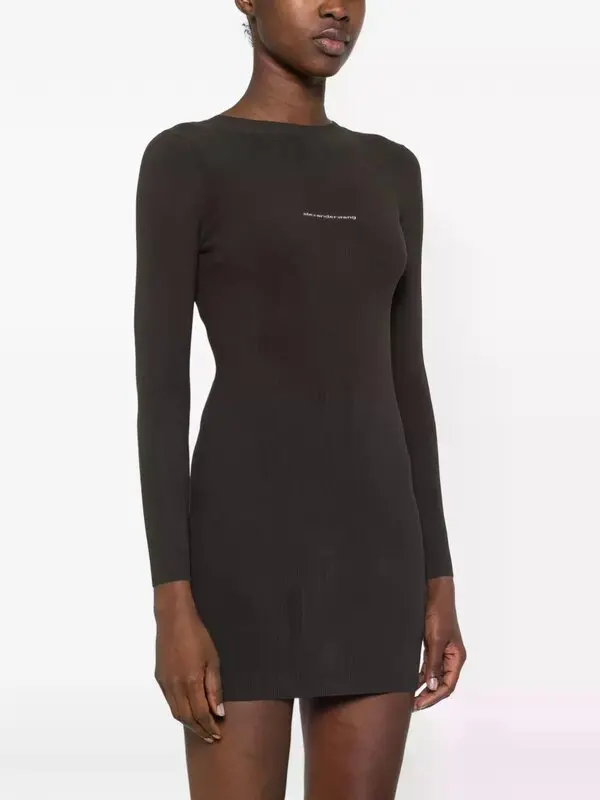 Alexander Wang Logo-print Ribbed-knit Mini Dress