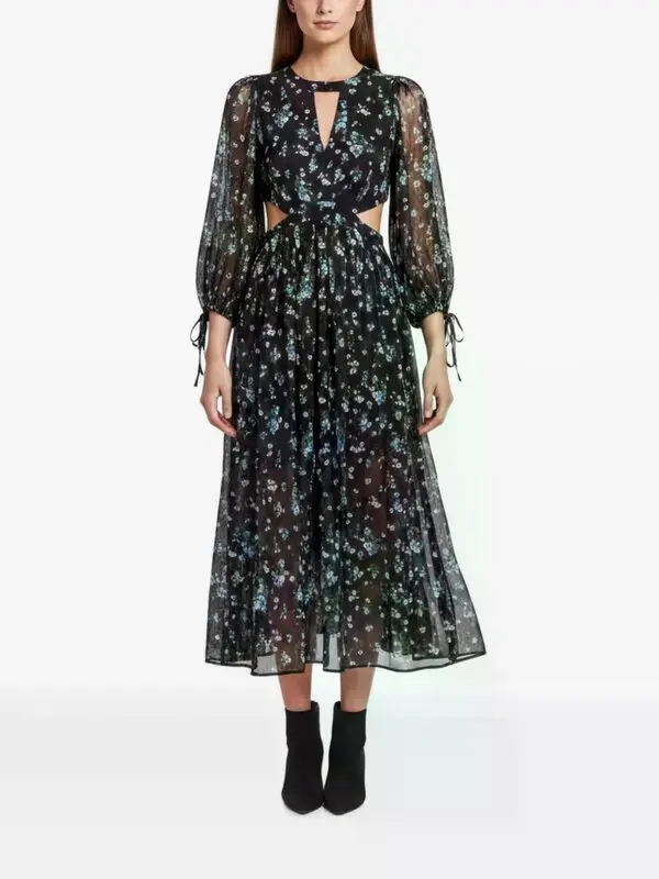 Maje Floral-print Cut-out Maxi Dress