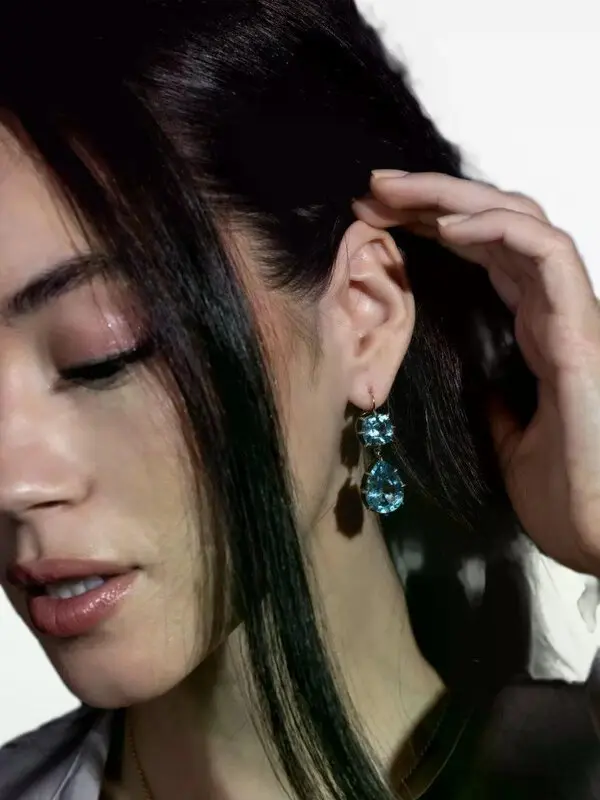 Fred Leighton Blue Topaz Collet Drop Earrings - Gold