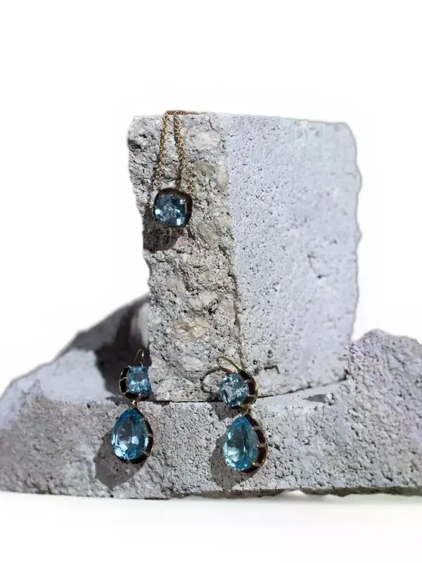 Fred Leighton Blue Topaz Collet Drop Earrings