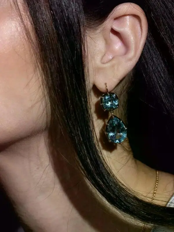 Fred Leighton Blue Topaz Collet Drop Earrings - Gold