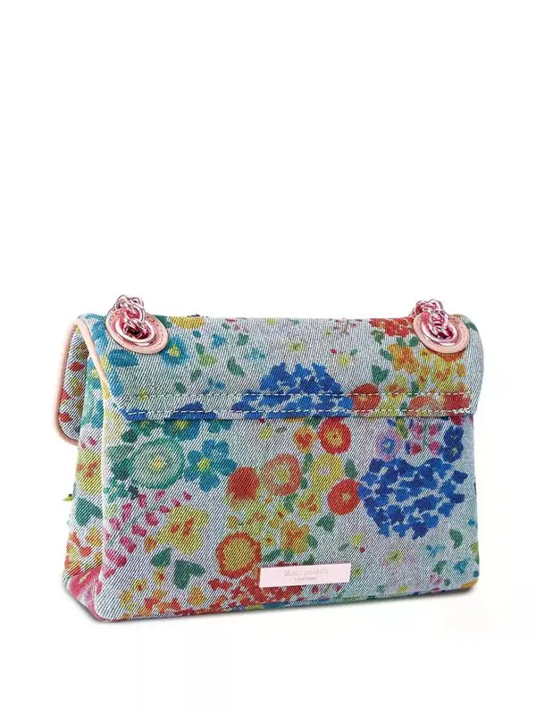 Kurt Geiger Bead-embellished Floral-print Shoulder Bag - Blue