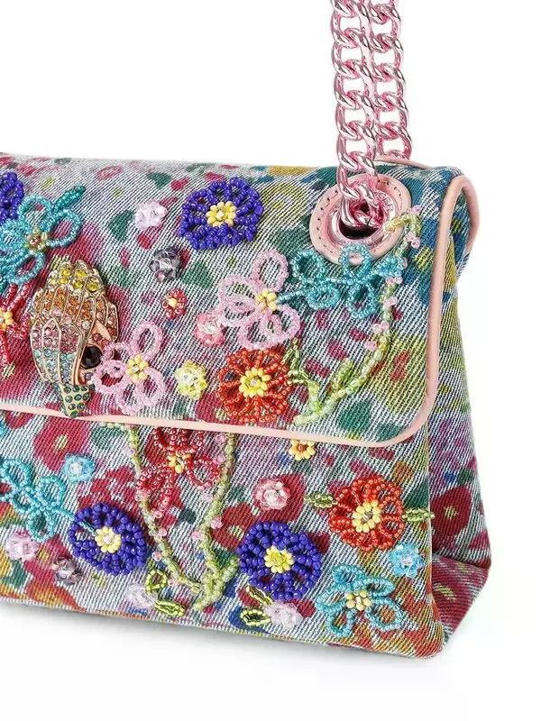 Kurt Geiger Bead-embellished Floral-print Shoulder Bag