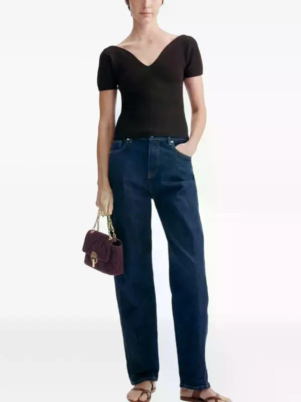 Vanessa Bruno Helia Ribbed-knit V-neck Top