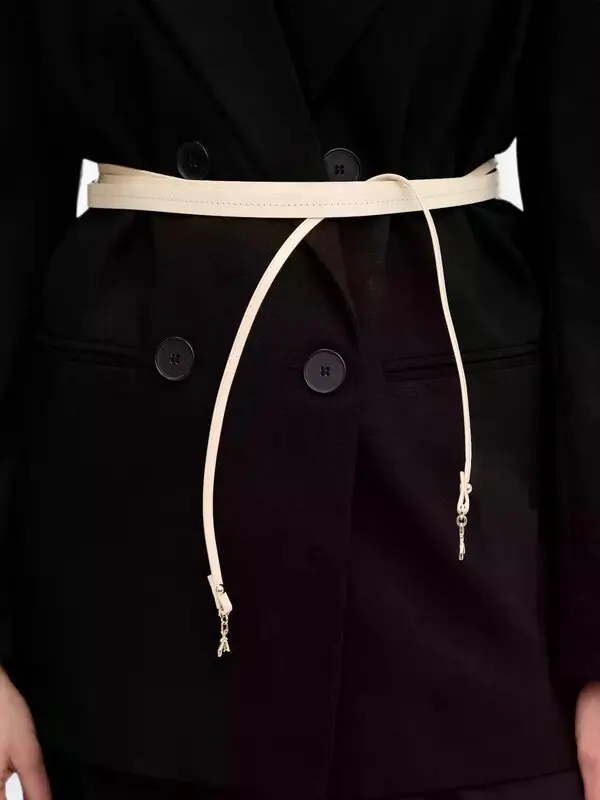 Patrizia Pepe Cream Leather Wrap-around Belt