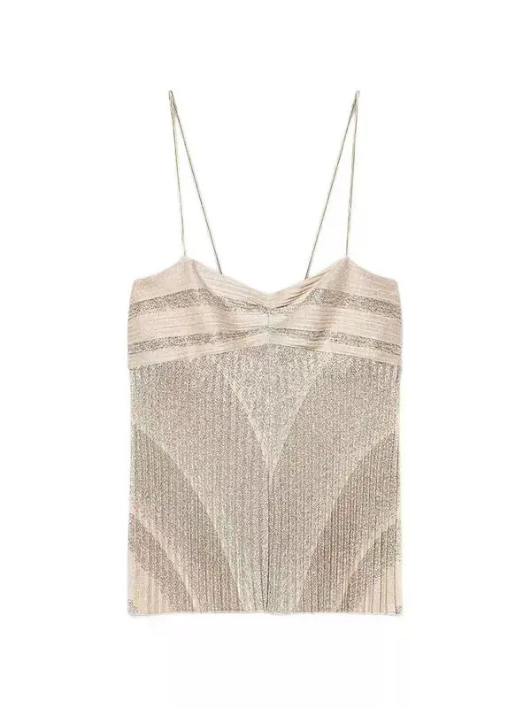 FORTE_FORTE Rising Sun Plissé Metallic-effect Top