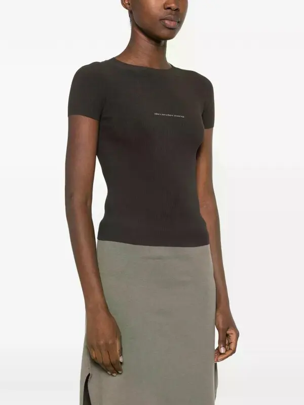 Alexander Wang Ribbed-knit Logo T-shirt - Brown