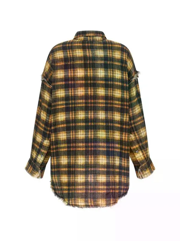R13 Check-pattern Frayed-seam Shirt