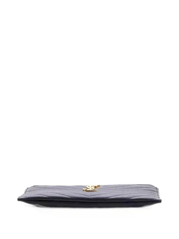 Saint Laurent Classic Monogram Zip Bill Matelasse Chevron Leather Medium Pouch