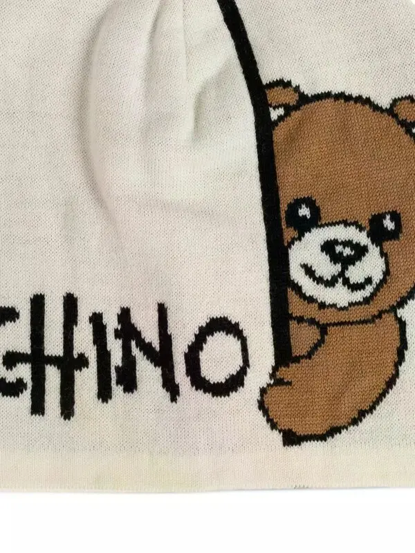 Moschino Teddy Bear Logo Beanie - Neutrals