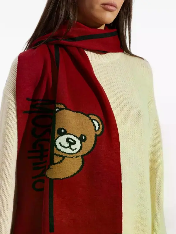 Moschino Teddy Bear-logo Scarf - Red