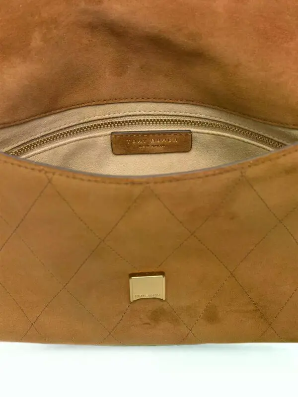 Tory Burch Charlie Quilted Suede Shoulder Bag