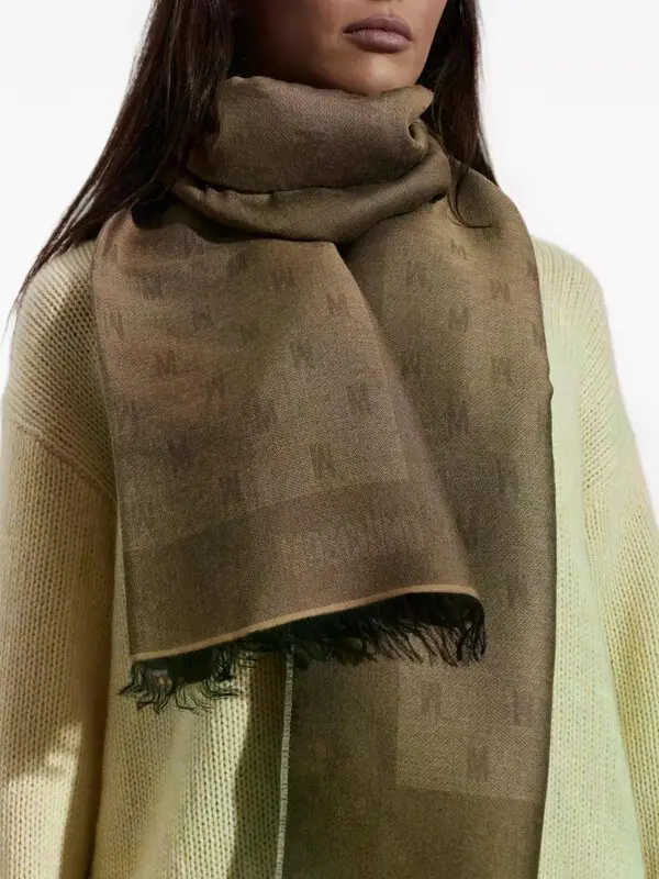Moschino Monogram Frayed-edge Scarf
