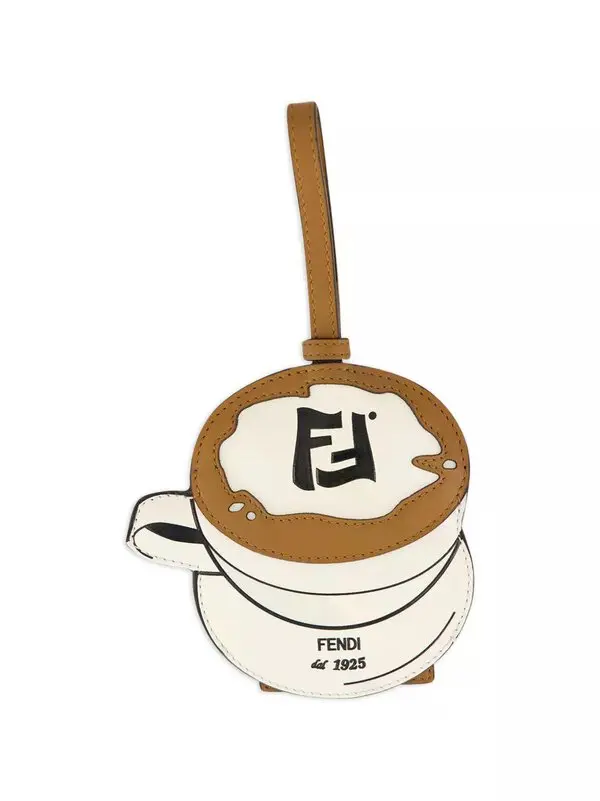 Fendi Ff Logo-print Coffee-cup Key Ring - Brown